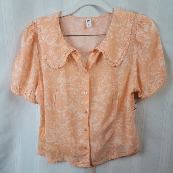bp | Tops | Bp Floral Print Top With Peter Pan Collar Pinkish And White ...